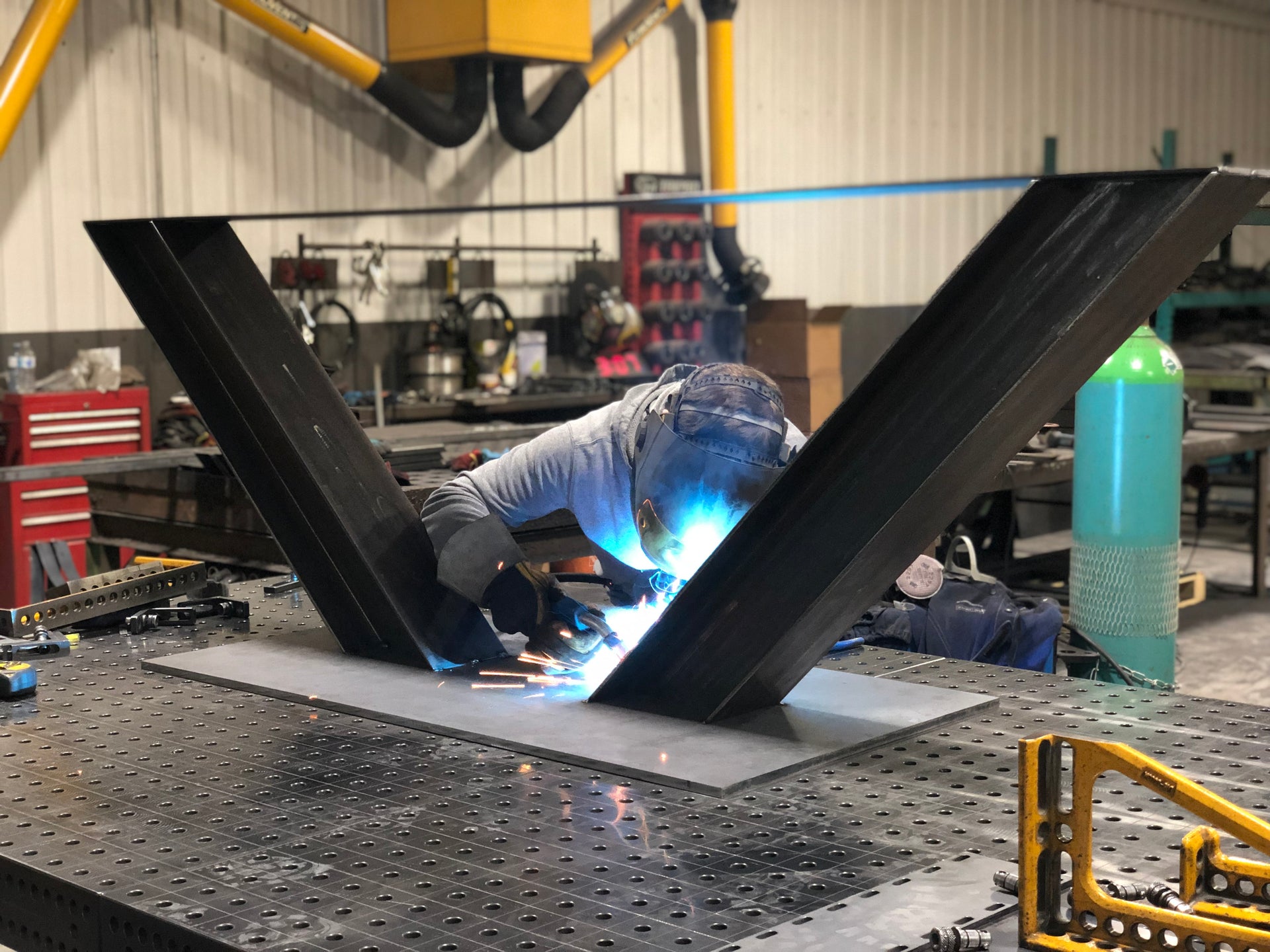 Angled I-Beam Table Base – Black & Smith Ironworks